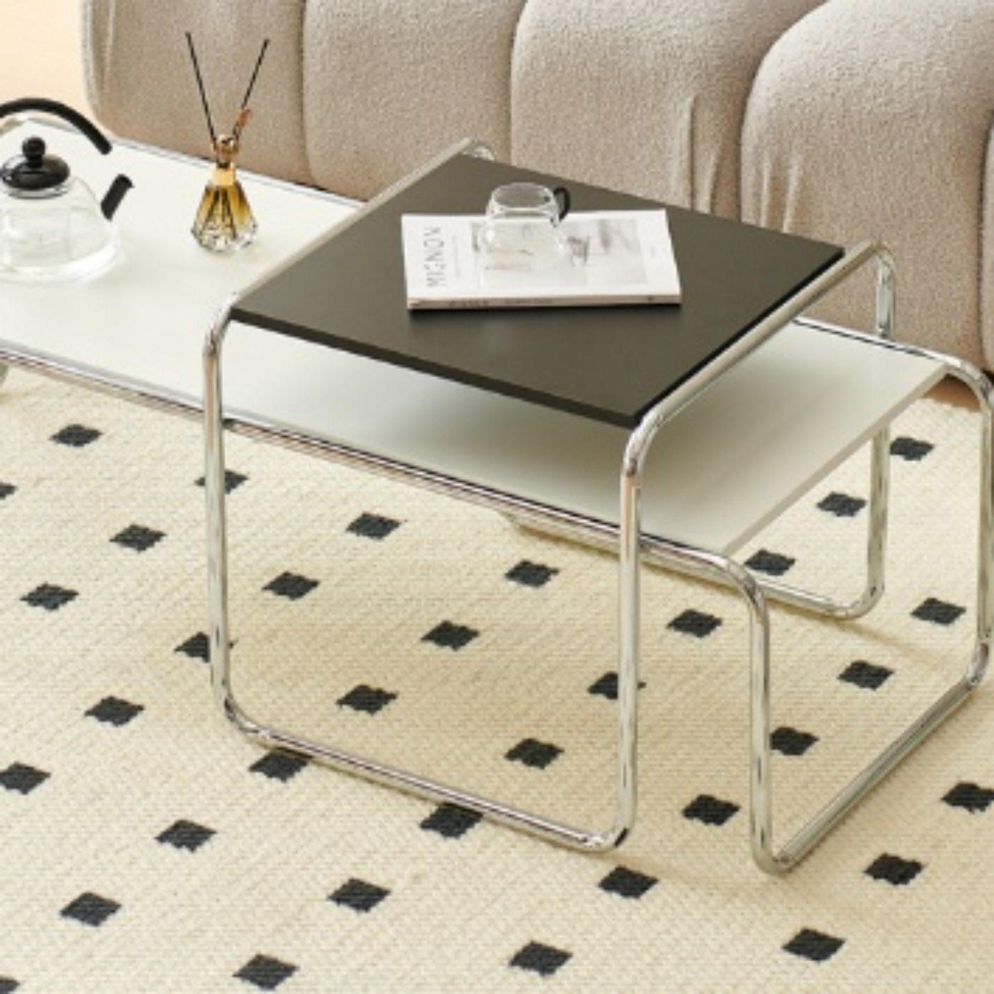 Wrought Studio™ [Small Space Coffee Table]Iron & Lacquer Frame With ...